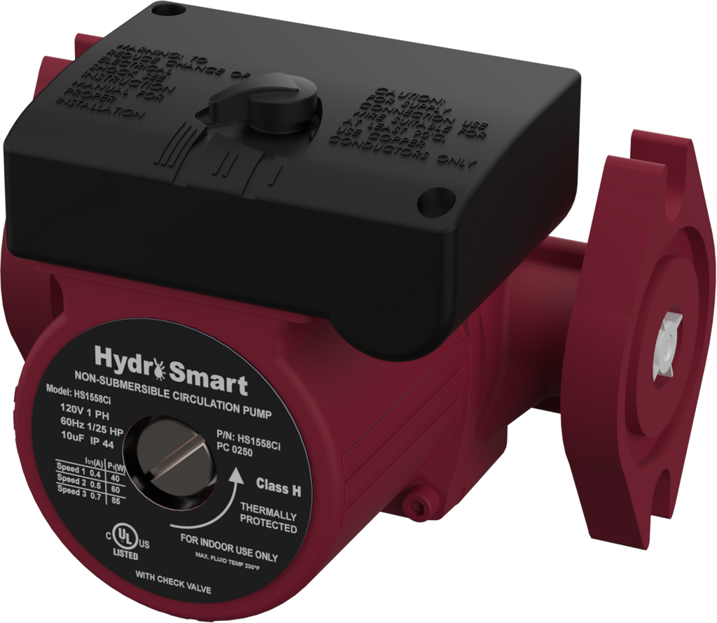 Circulator Pump - 1/25 HP, 3-Speed w/ Check Valve – Hydro-Smart
