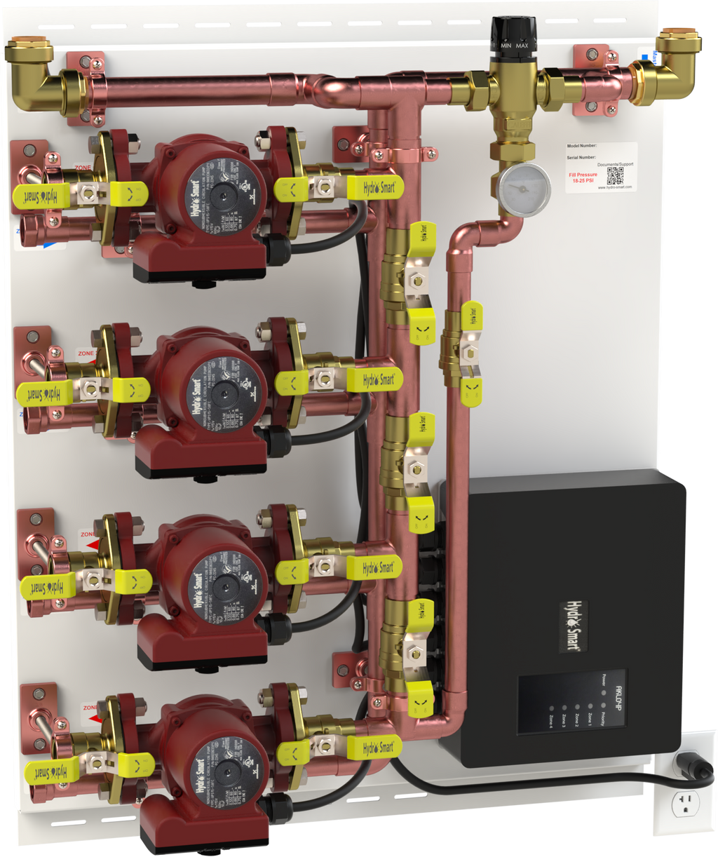 HS2T4ZPMP - 2 Temp, 4 Zone by Pump Zoning Panel – Hydro-Smart